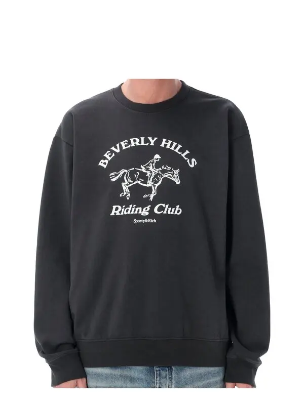 SPORTY  RICH Sporty & Rich Crewneck Sweatshirt With Horse Print - Black