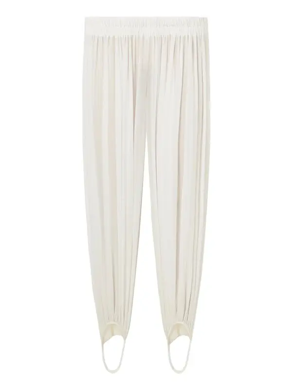 Alaïa Shirred Stretch-silk Georgette Tapered Pants - White