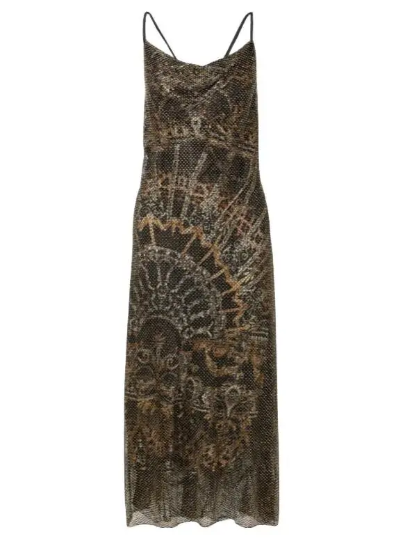 Camilla Silk Chiffon Maxi Dress With Crystal Embellishments - Green