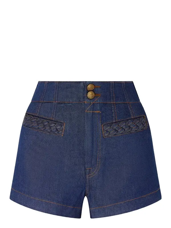 Zimmermann Aster High-waisted Denim Shorts - Blue