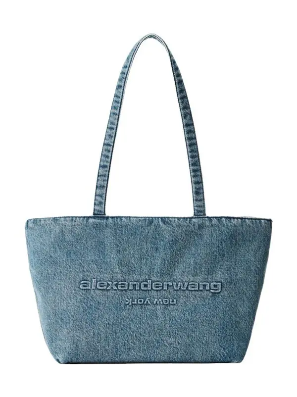 Alexander Wang Punch Logo Debossed Shoulder Bag - Denim Blue