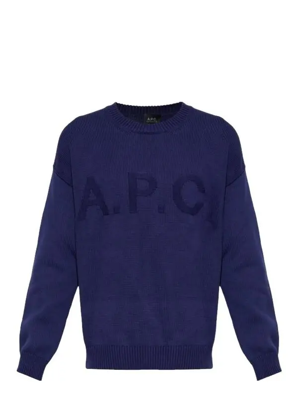 A.p.c. Logo Crewneck Knitted Sweater - Blue