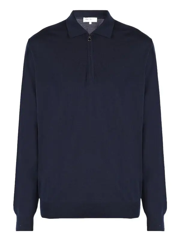 FERRAGAMO Wool Quarter Zip Sweater - Black