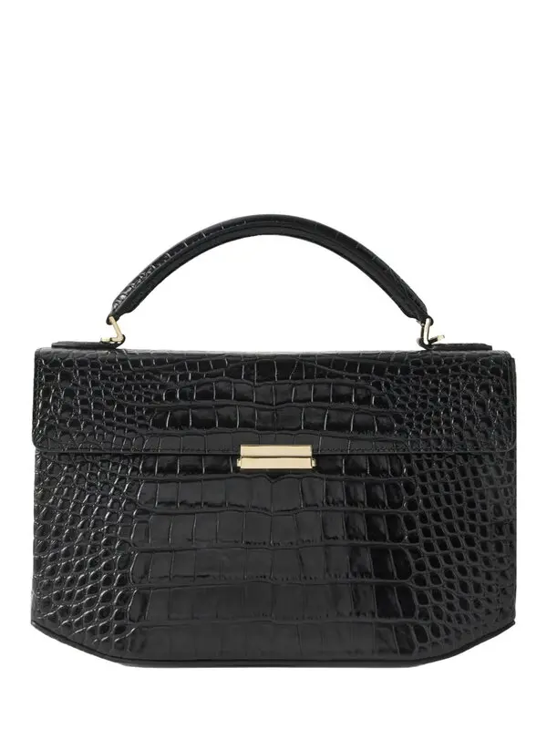 TOTEME Clip Croc-effect Leather Shoulder Bag - Black