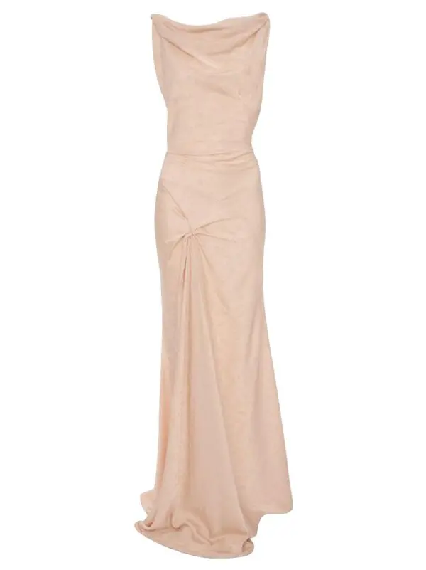 Victoria Beckham Sleeveless Draped Maxi Dress - Nude