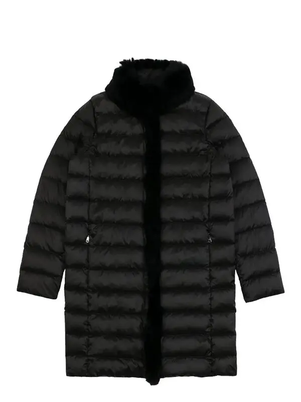 Max Mara Quilted Down Coat With Fur Trim - Black