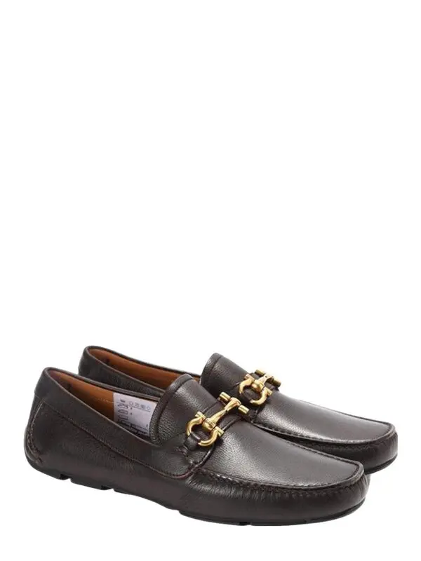 FERRAGAMO Metal Buckle Loafers - Black