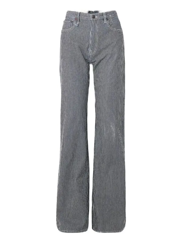 R13 Striped High-rise Wide-leg Jeans - Gray