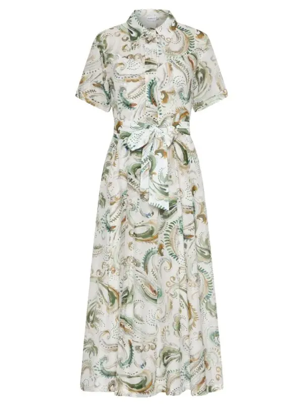 Marella Cotton And Silk Voile Dress With Belt - Optical White