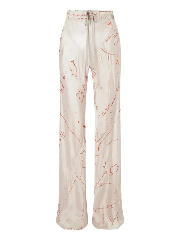 Rick Owens Bias Paneled Printed Satin Pants - Nude