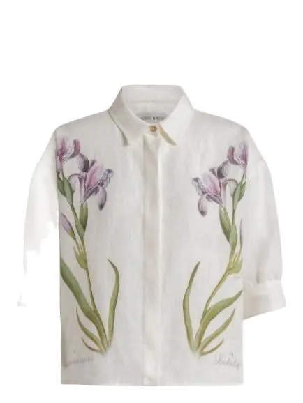 Alberta Ferretti Short Sleeve Floral Print Shirt - White