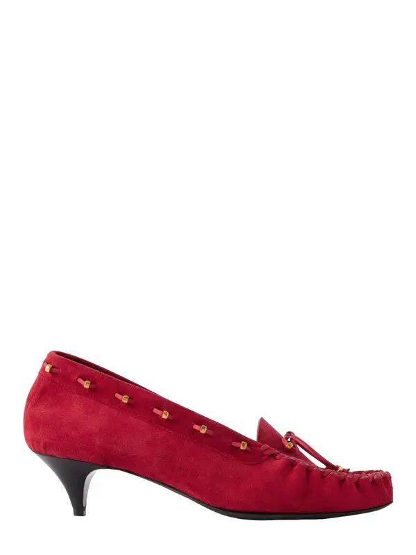 Khaite Embellished Suede Pumps - Red