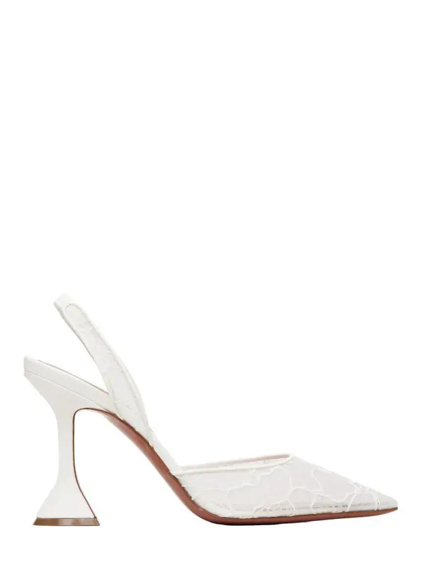 Amina Muaddi Holli Lace Sling 95 Pointed-toe High-heeled Sandals - Ivory