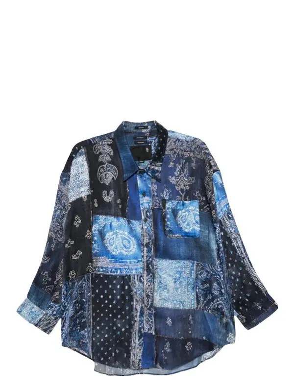 R13 Patchwork Bandana Printed Shirt - Blue