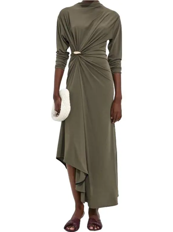 Bottega Veneta Crepe Jersey Sculptural Dress - Camo