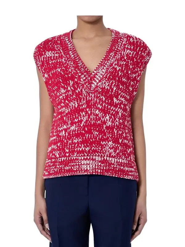 Dries Van Noten Sleeveless Knit Top With Deep V-neckline - Red