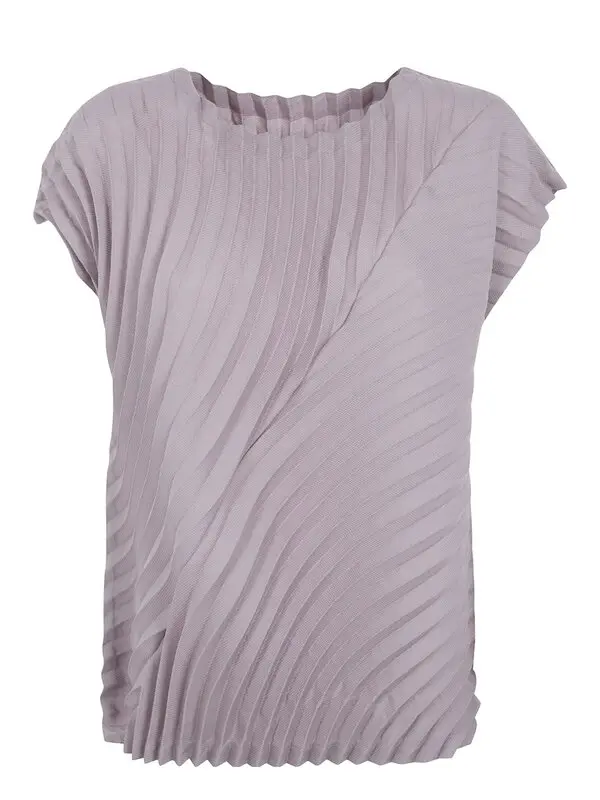 Issey Miyake Pleated Short-sleeved Top - Taupe