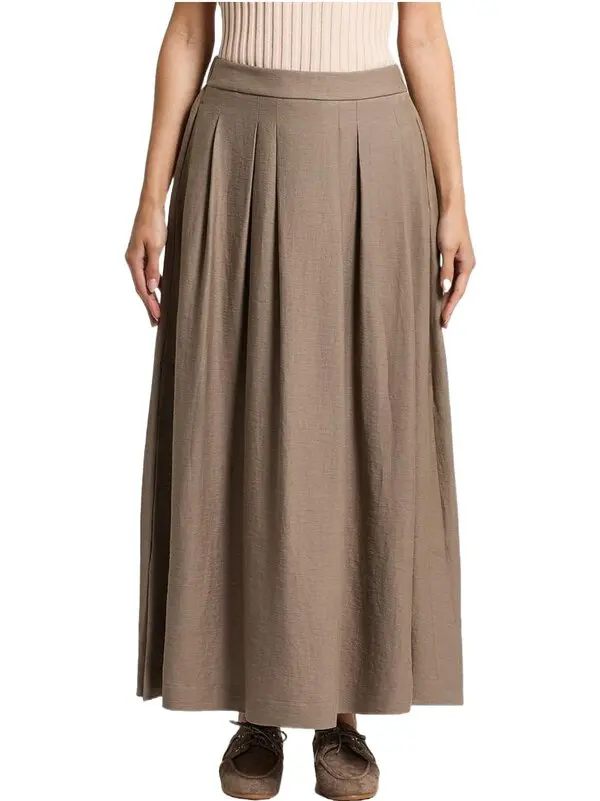 Peserico Pleated Maxi Skirt - Brown
