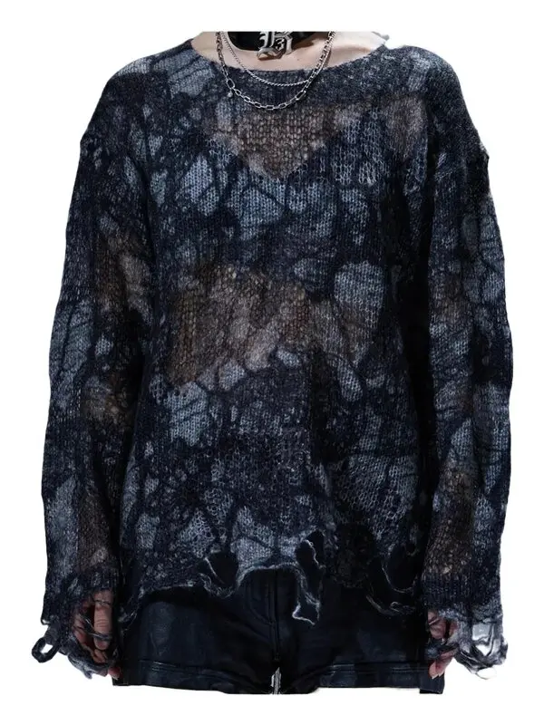 R13 Open-knit Sweater With Gathered Neckline - Black Lace