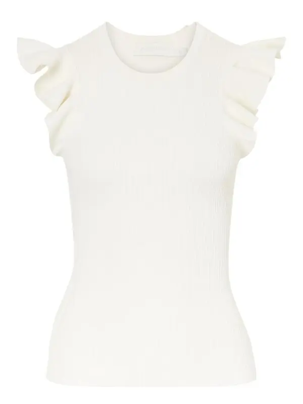 Zimmermann Aster Frill Racer Ribbed-knit Tank - White