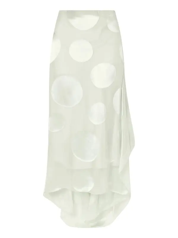 Dries Van Noten Asymmetric Polka Dot Maxi Skirt - White