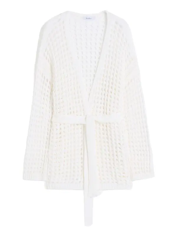 Max Mara Openwork Belted Cardigan - Optical White