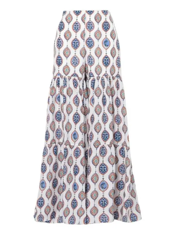 Chloé Tiered Printed Silk-habotai Flared Pants - White
