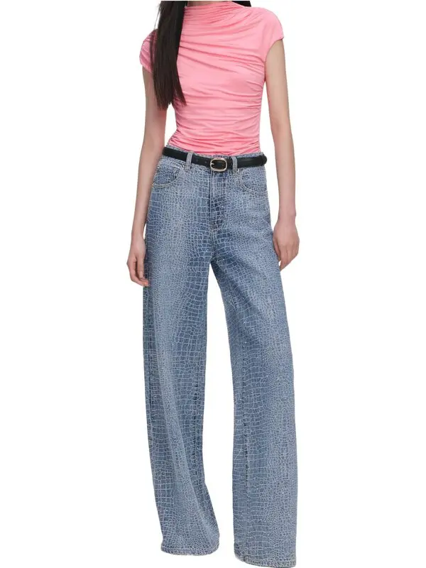 SELF-PORTRAIT Draped Knot Front Fitted Waist Top - Pink