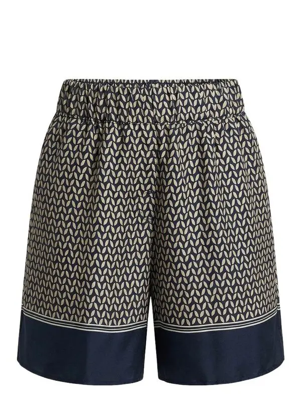 Peserico Printed Twill Shorts - Night Blue