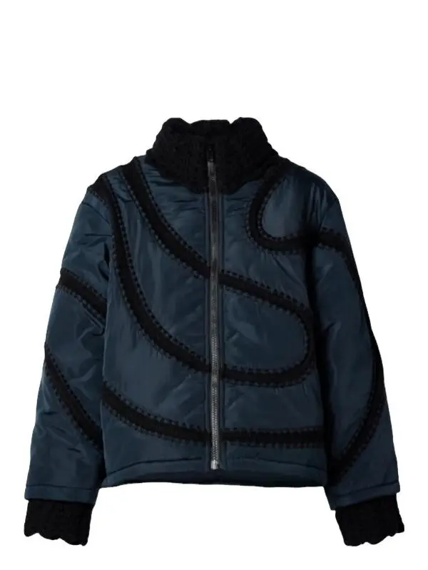 Sea Crochet-trimmed Shell Bomber Jacket - Black