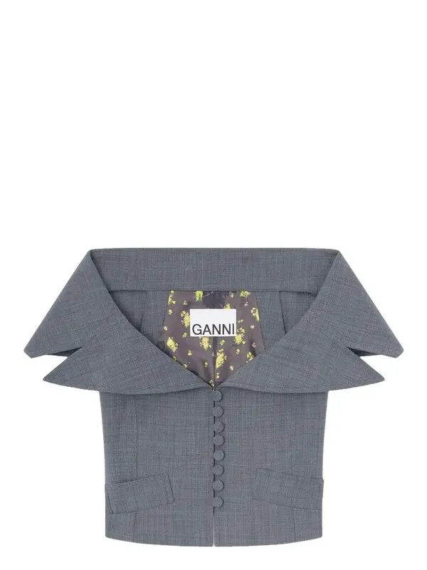 GANNI Off-the-shoulder Vest - Phantom