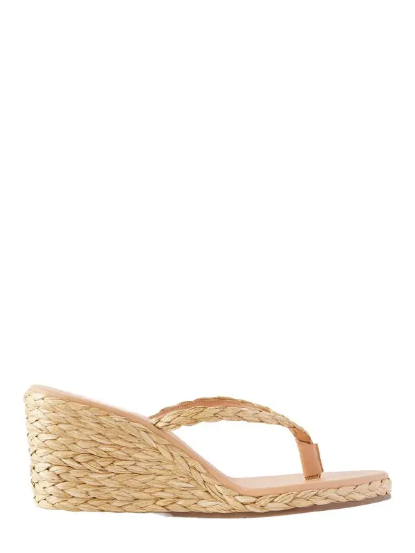 ANCIENT GREEK SANDALS Etheria Raffia Wedge Sandals - Nude