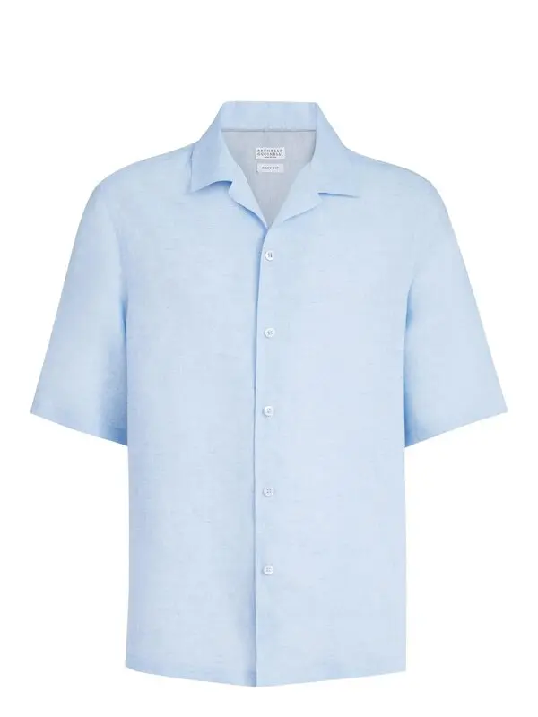 Brunello Cucinelli Short-sleeved Button-up Shirt - Blue