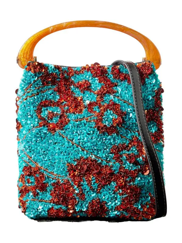 Dries Van Noten Sequin Embellished Shoulder Bag - Green