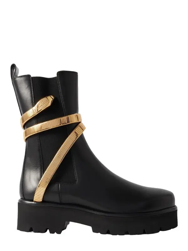 Rene Caovilla Embellished Leather Chelsea Boots - Black