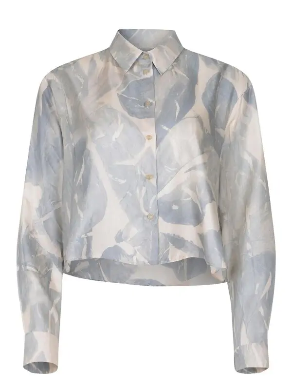 ALYSI Printed Silk Shirt - Gray