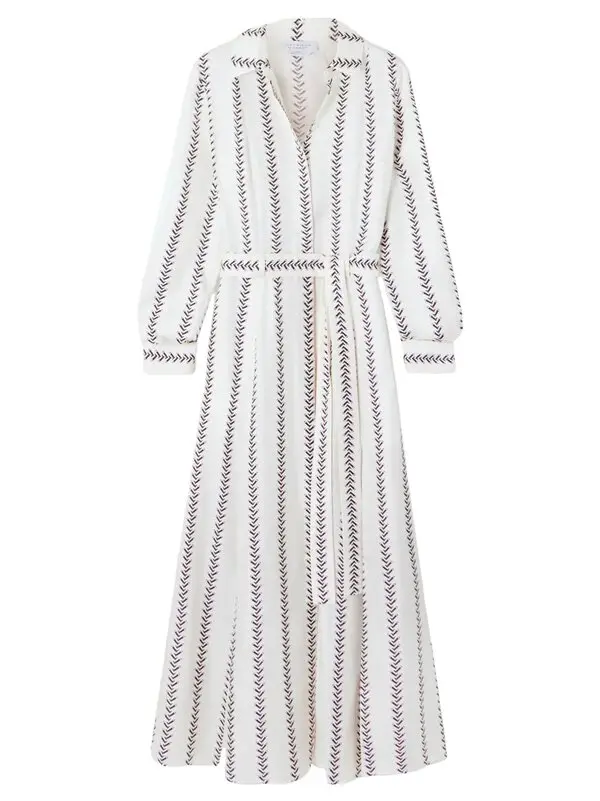 Gabriela Hearst Galway Belted Striped Silk-twill Midi Shirt Dress - White