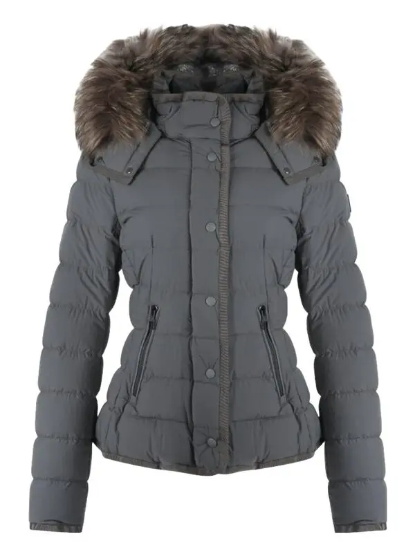 MONTECORE Hooded Down Jacket With Fur Trim - Gray