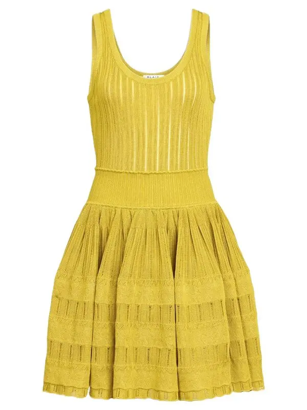 Alaïa Ribbed Fit-and-flare Knitted Mini Dress - Yellow