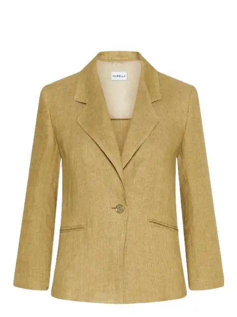 Marella Slim-fit Faded Linen Blazer - Khaki
