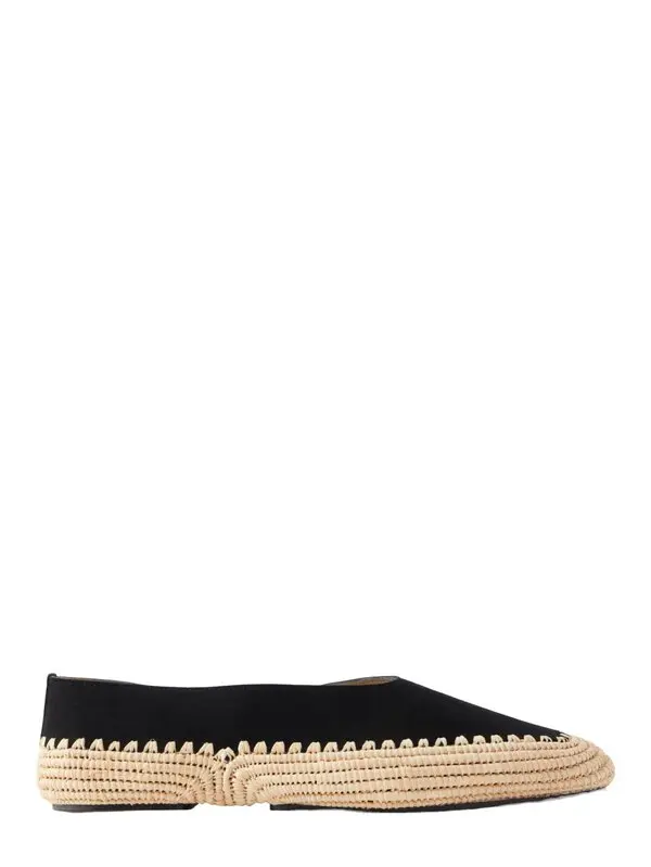 Gabriela Hearst Strength Suede And Raffia Loafers - Nude