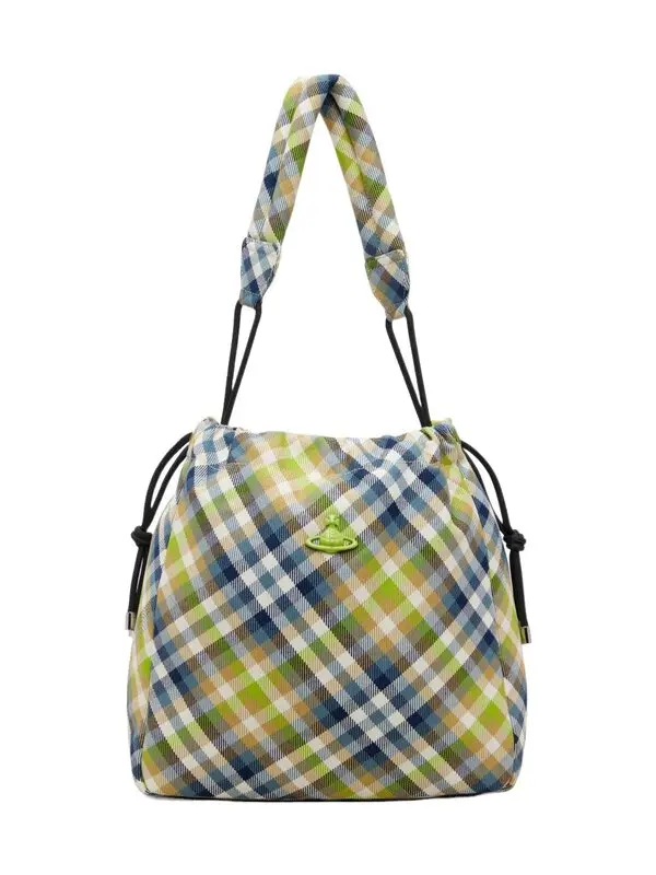 VIVIENNE WESTWOOD Woven Tartan Bucket Bag - Green