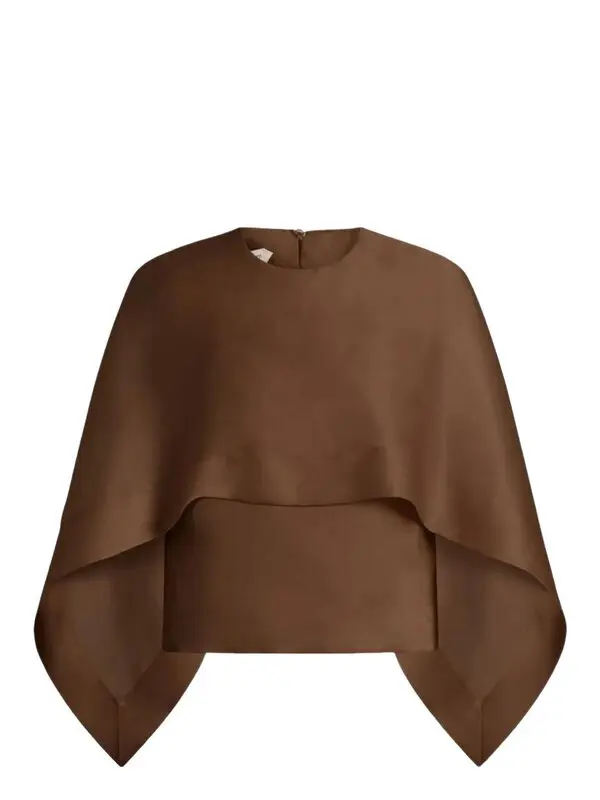 Alberta Ferretti Cut-out Detailed Crewneck Top - Brown