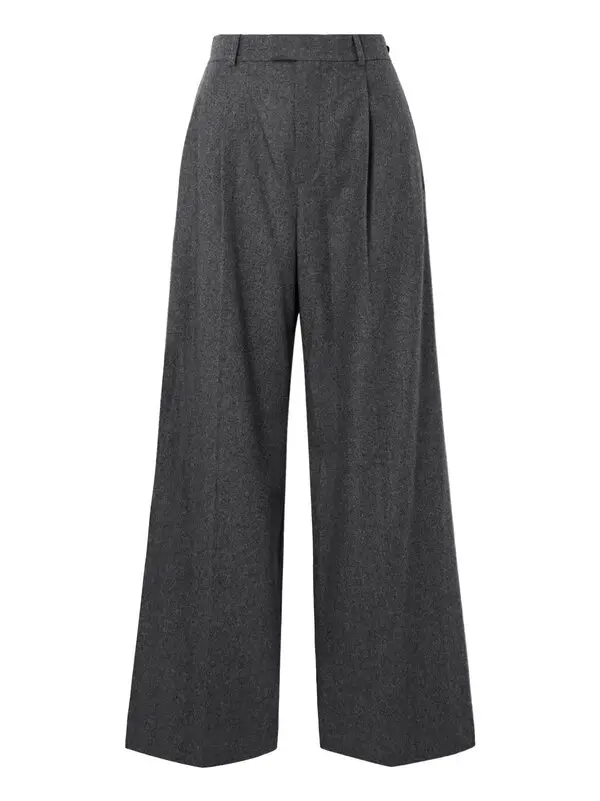Carven Pleated Wide-leg Wool Trousers - Black