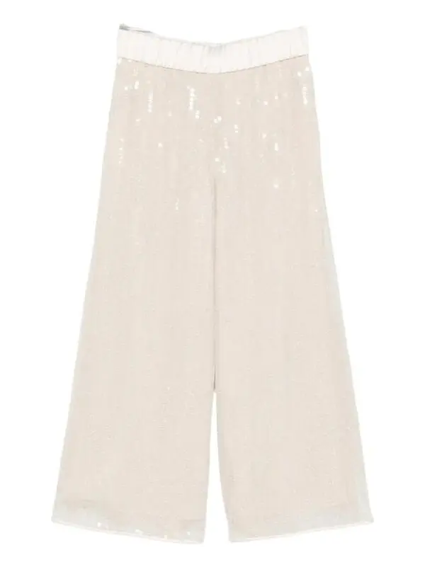 Peserico Embellished Wide-leg Pants - White