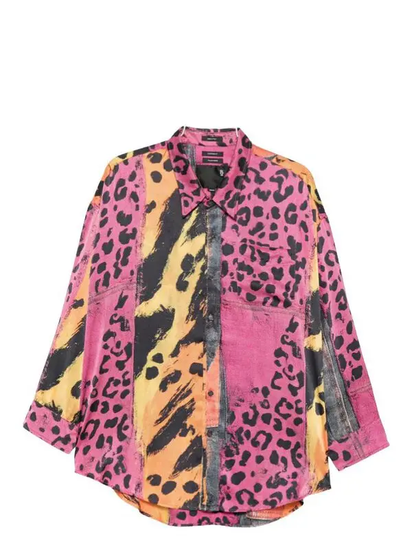 R13 Long Sleeve Animal Print Shirt - Pinor
