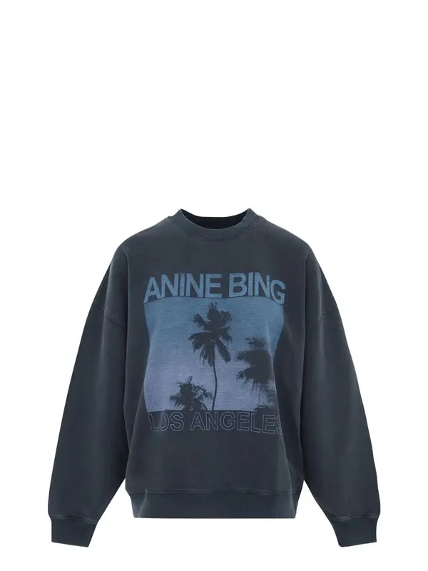 ANINE BING Graphic Crewneck Sweatshirt - Washed Ash