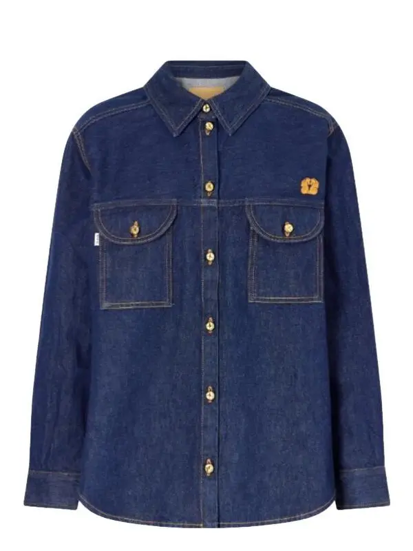 BLAZÉ MILANO Denim Jacket With Knotted Gold-toned Buttons - Blue