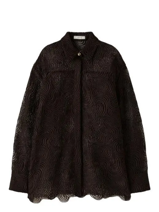 JOSEPH Nyla Corded Lace Shirt - Cocoa