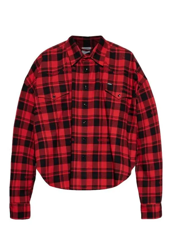 Vetements Logo Check Oversized Shirt - Red